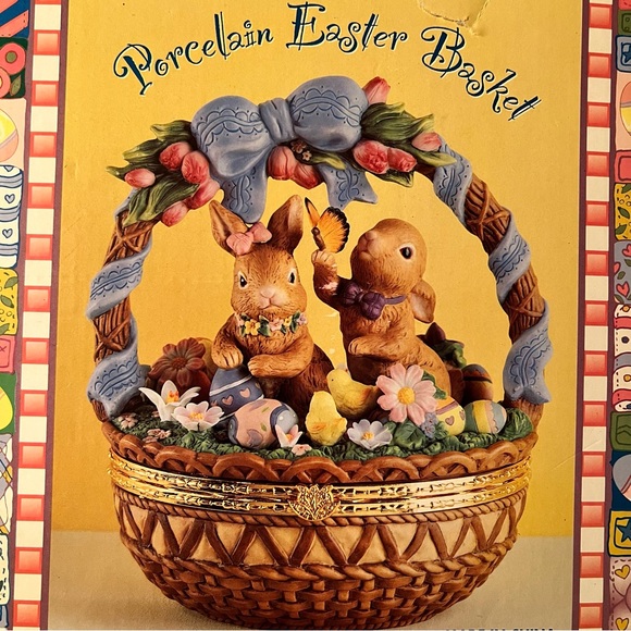 Holiday | Cwc Large Porcelain Easter Basket Trinketbowl Dish Eggs ...